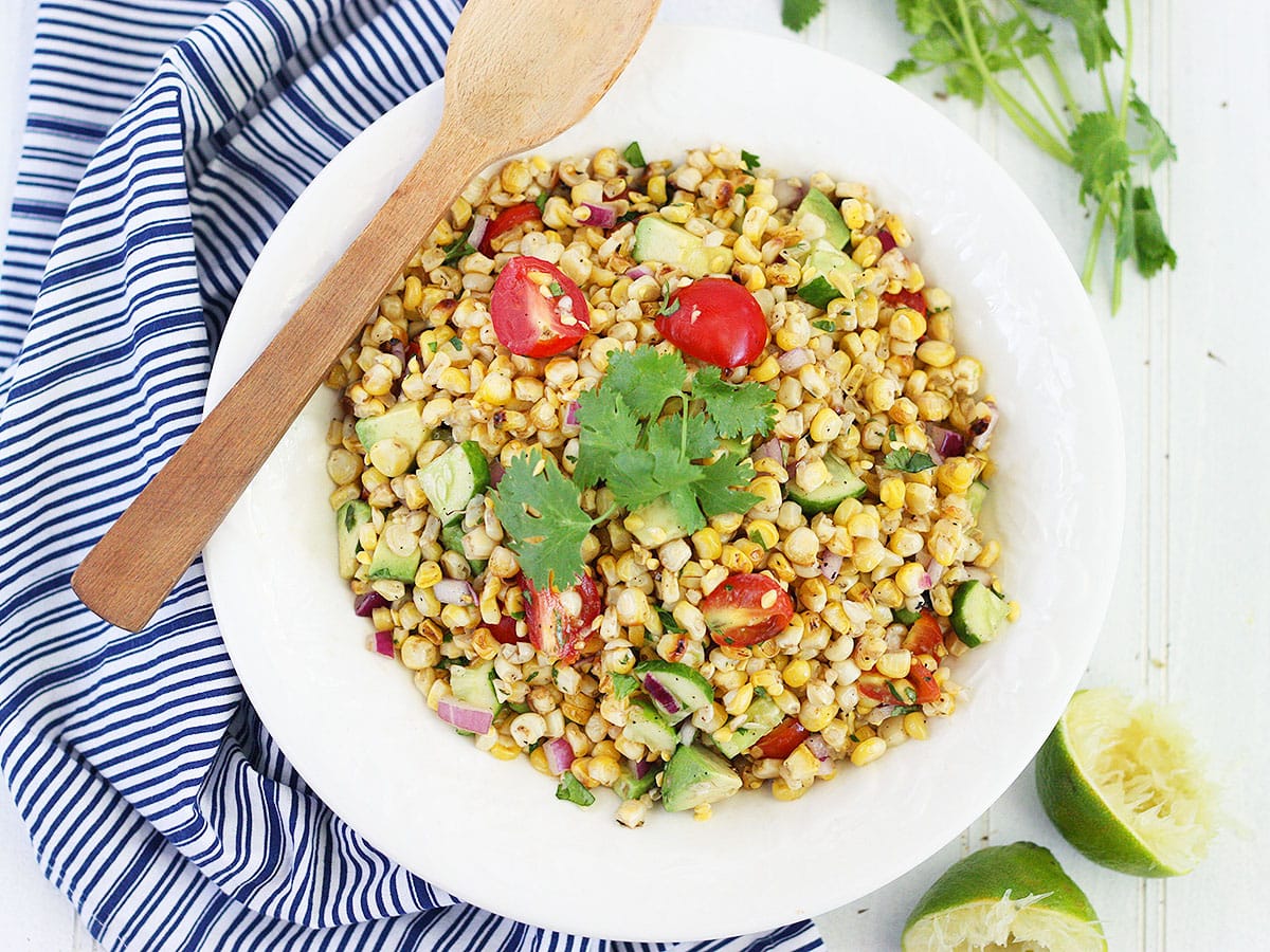 Roasted Corn Salad with Honey Lime Dressing + VIDEO | The Cooking Bride