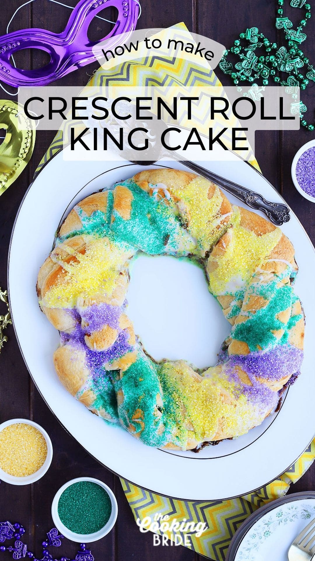 Quick and Easy Crescent Roll King Cake for Mardi Gras